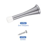 4Pack Spring Door Stopper, 3" Flexible Door Stop with Rubber Bumper ...