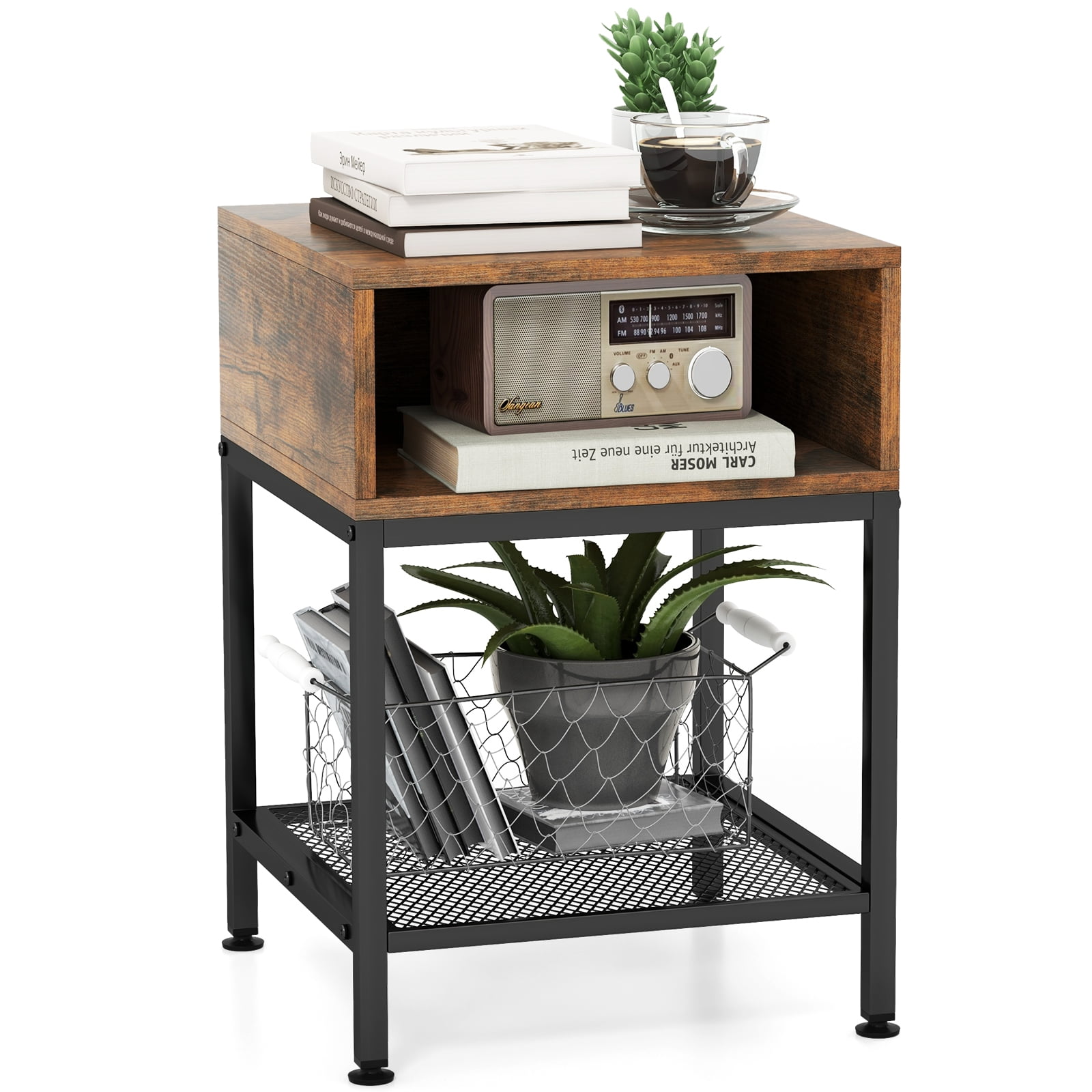 Click here for Costway 16 3-Tier Wood Top End Table W/ Metal Fram... prices