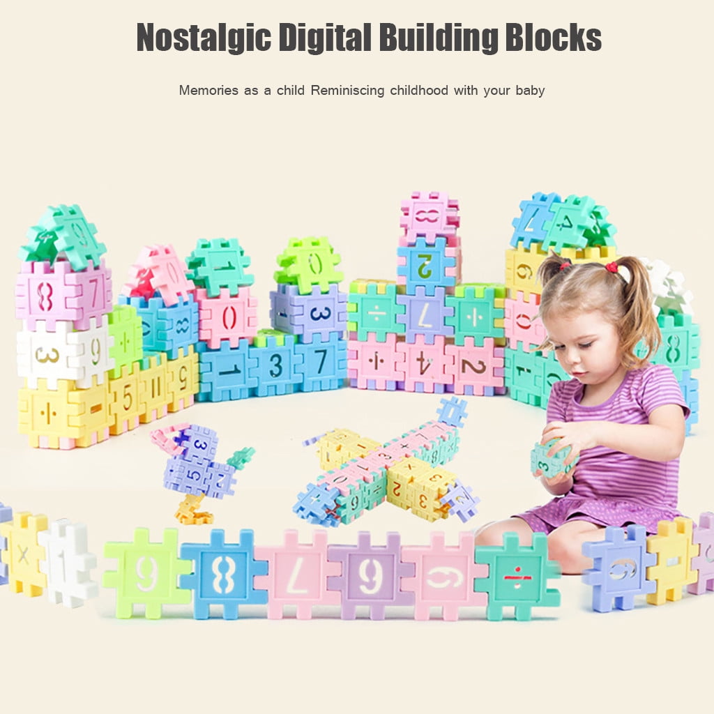 Hotwon Large Retro Geometric Digital Building Blocks Educational Toys ...