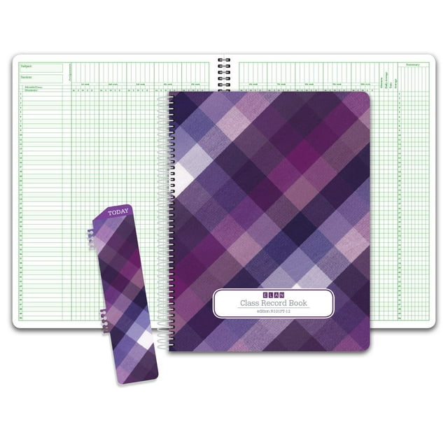 Class Record Book for 9-10 Weeks. 50 Names R1010 (Purple Plaid ...