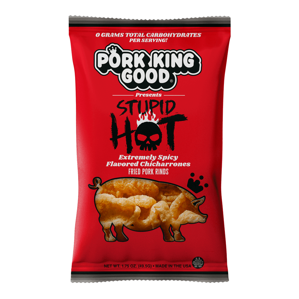 Pork King Good Stupid Hot Pork Rinds - 4 Pack Keto Snacks - Walmart.com