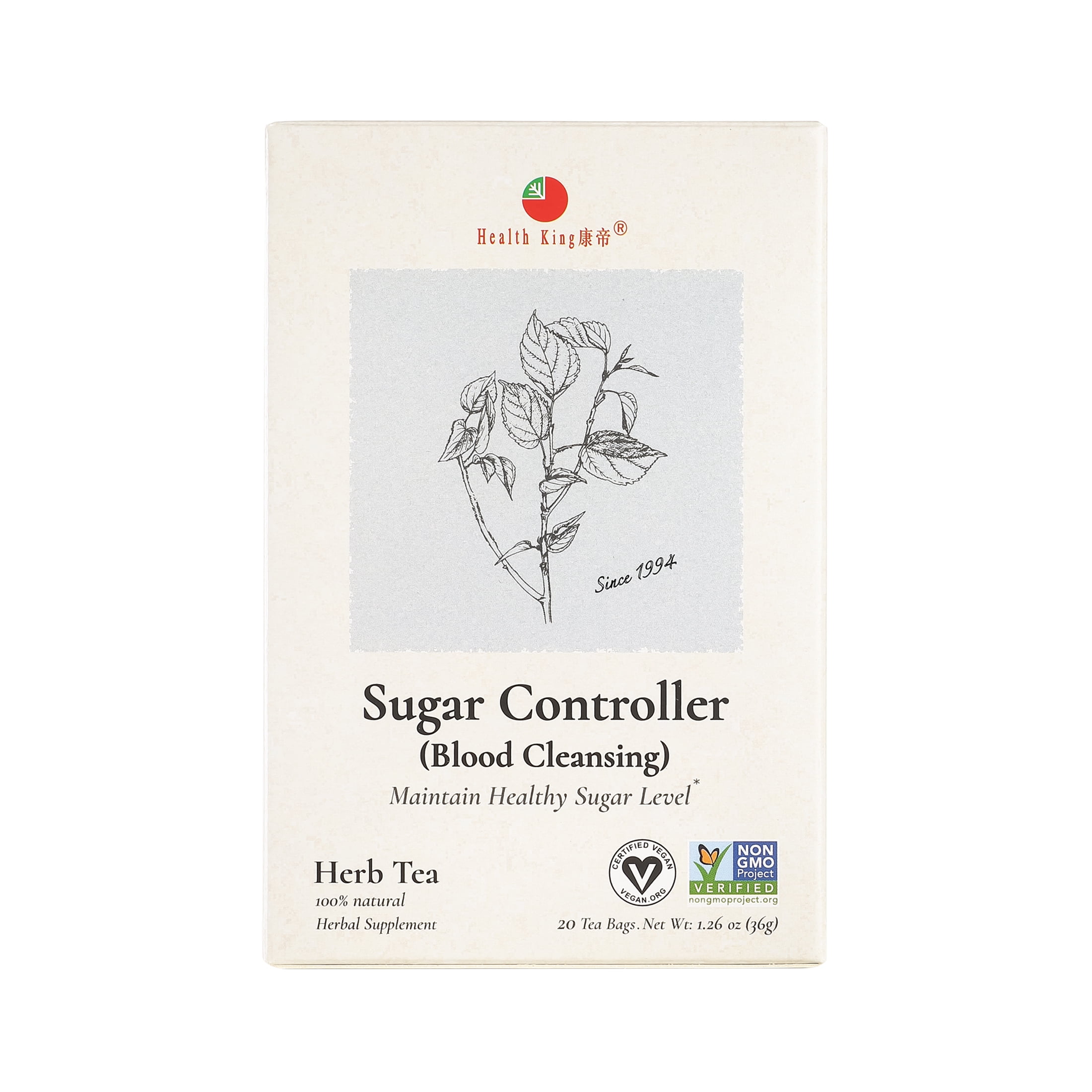 Heatlh King Sugar Controller Blood Cleansing Herb Tea, Tea Bags, 20 ...