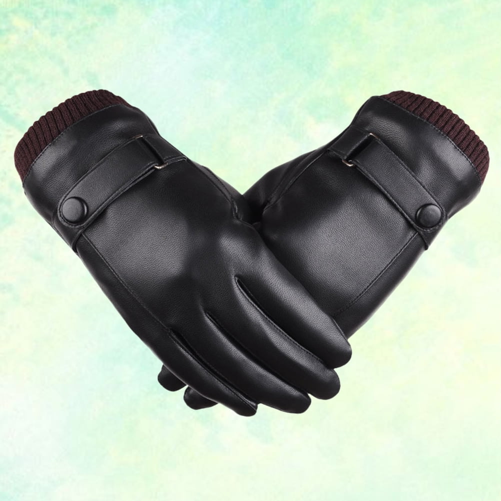 Click here for Oulii Black Pu Driving Gloves For Men Warm Touchsc... prices