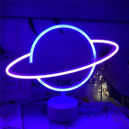 licenbar Blue-Pink Planet Neon Light Neon Signs for Kids Wall Decor ...