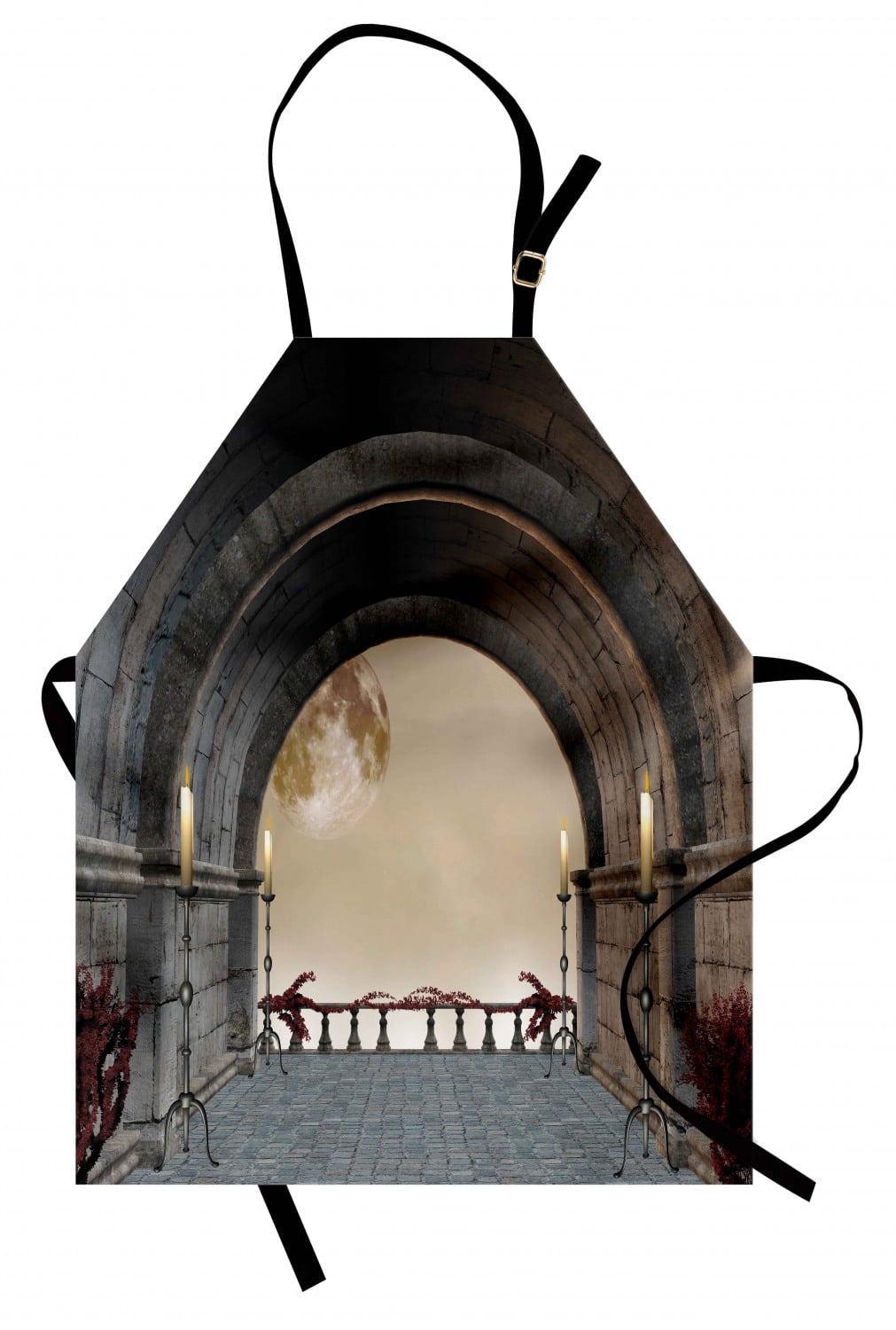 Gothic Apron Middle Age Balcony of Stone Castle with Candles ...