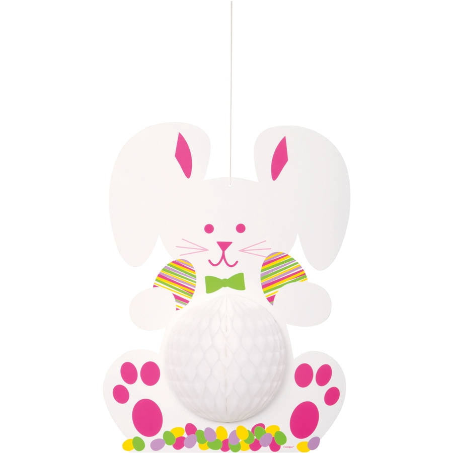 14" Hanging Honeycomb Easter Bunny Decoration - Walmart.com