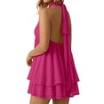 AJGRHE Women's Halter Tie Open Back Layer Chiffon Dress, Double Layer ...