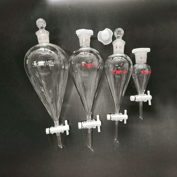 Pear-shaped separatory funnel PTFE valve glass valve, PTFE plug glass ...