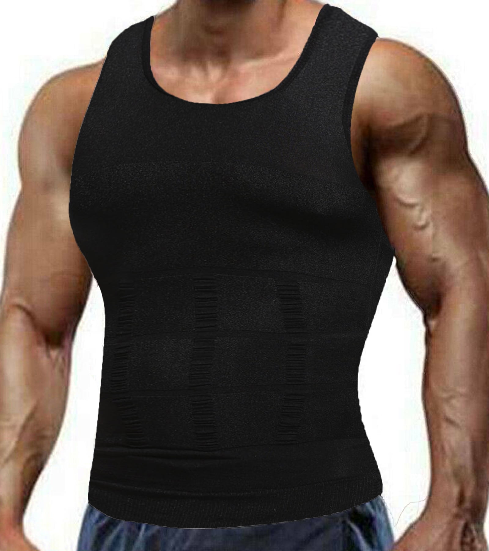SHAPEVIVA Compression Shirts for Men Shapewear Vest Body Shaper Abs ...