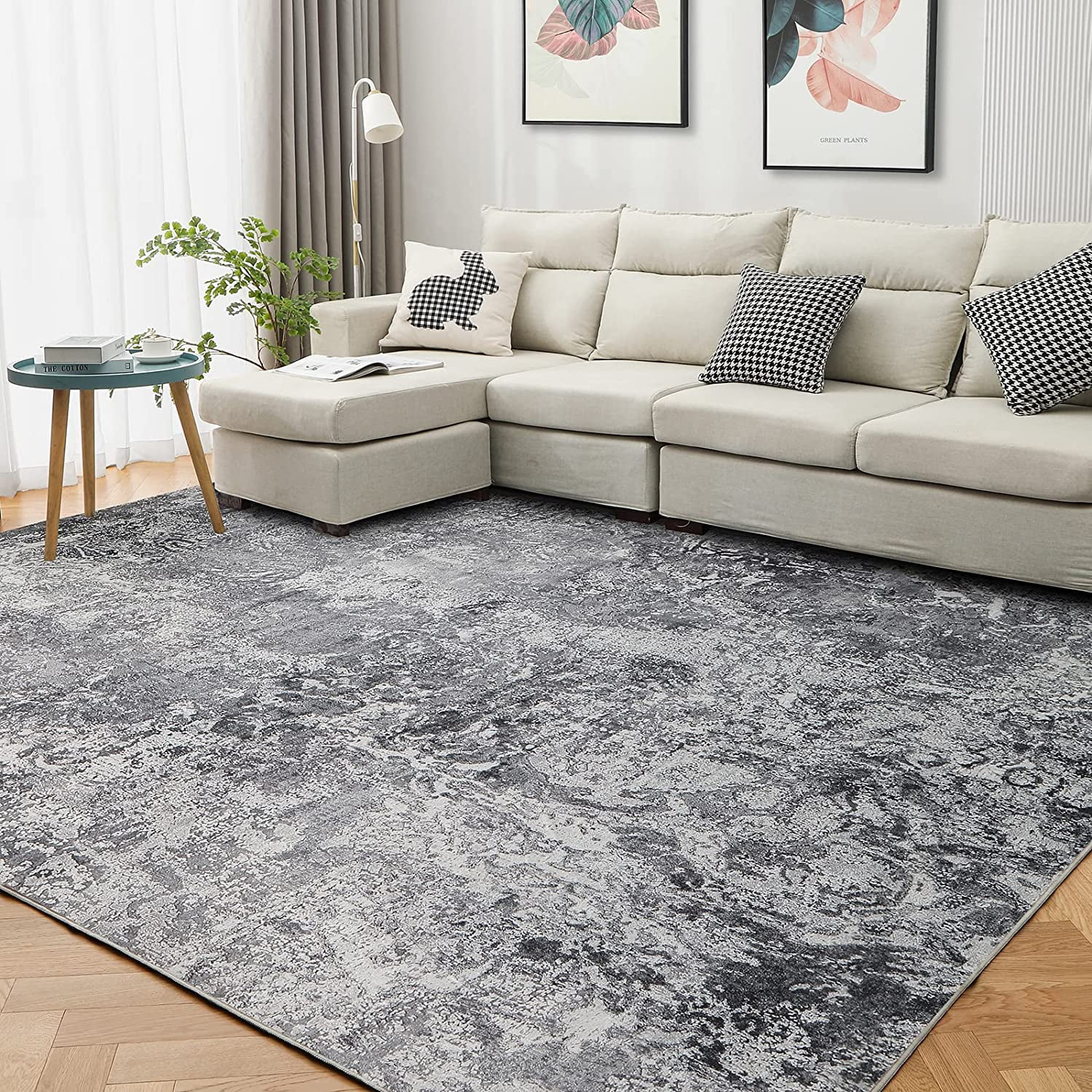 Area Rug Living Room Rugs: 8x10 Indoor Abstract Soft Fluffy Pile Large ...