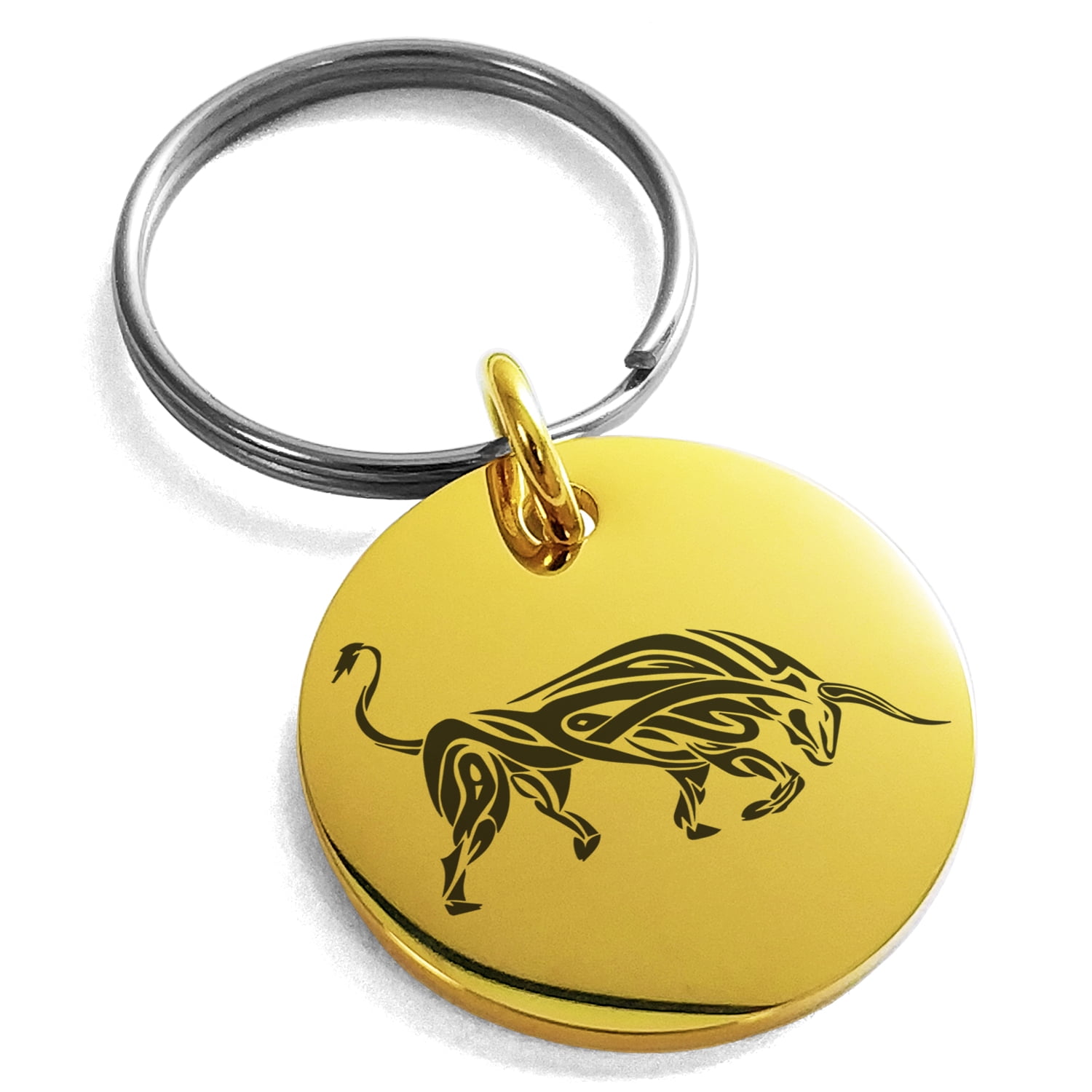 Stainless Steel Celtic Bull Rune Engraved Small Medallion Circle Charm ...