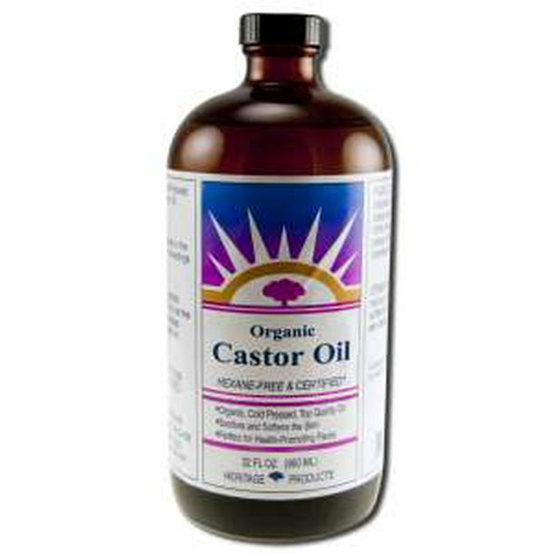 Heritage Store Organic Castor Oil Cold Pressed Rich Hydration For