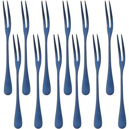 EAYY Fruit Forks, Matte Blue Finish, Stainless Steel Two Prong Forks ...