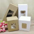 10pcs DIY vintage kraft paper boxes, white large-sized window paper ...