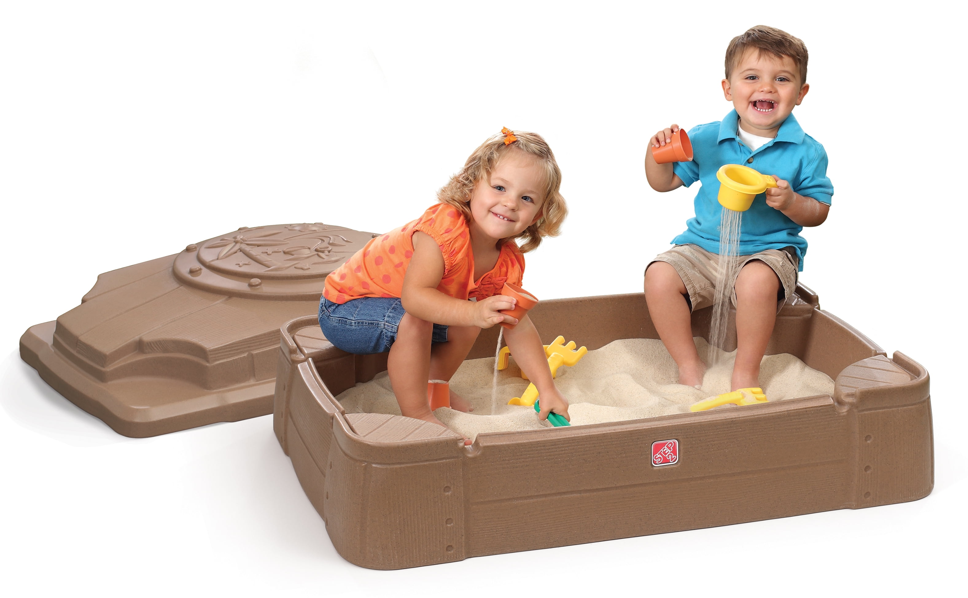 Buy Step2 Play and Store Kids Plastic Sandbox with Cover, Brown Online ... Buy Step2 Play and Store Kids Plastic Sandbox with Cover, Brown Online ...