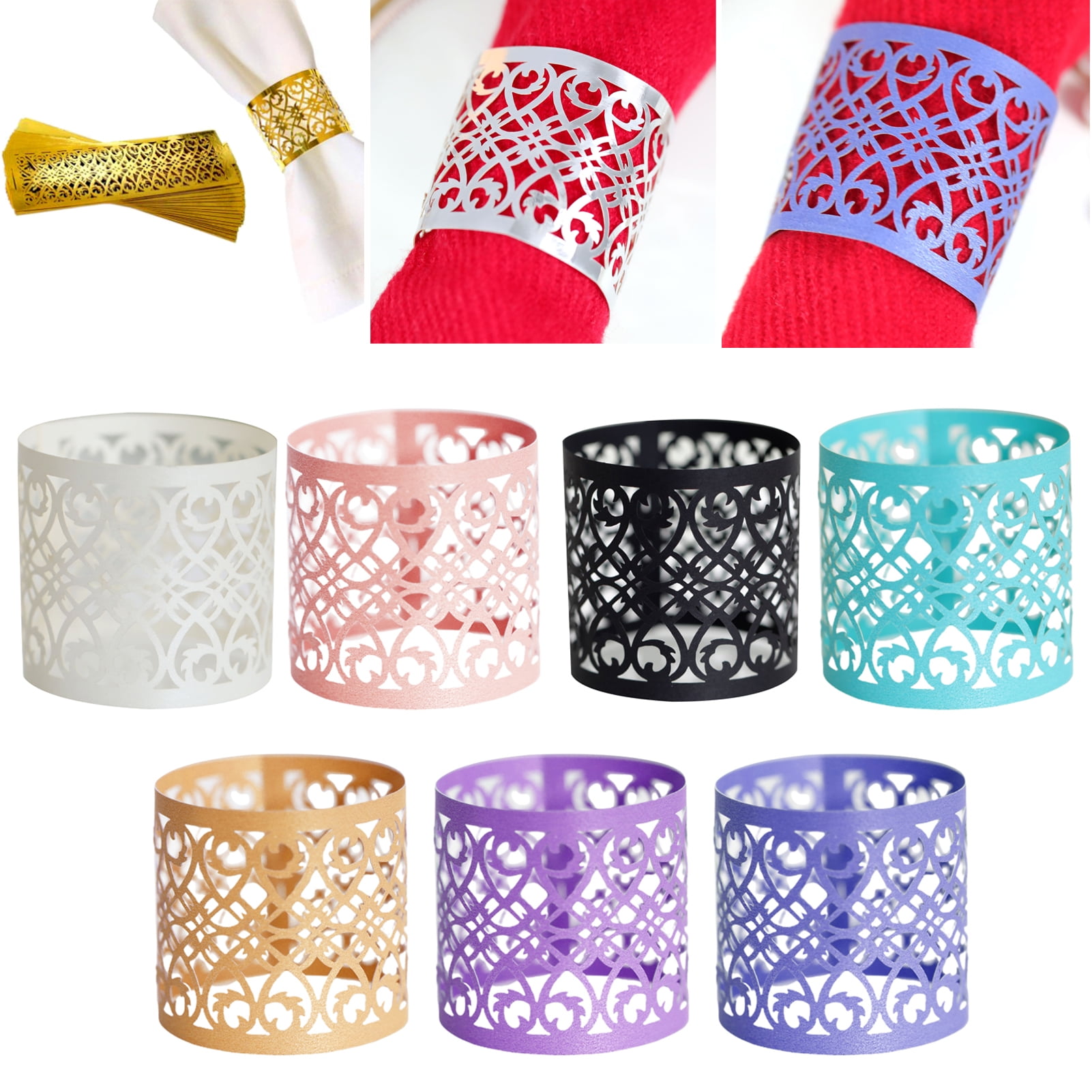 Walbest 50 Pack Decorative Paper Napkin Ring Bendable Eco-friendly ...