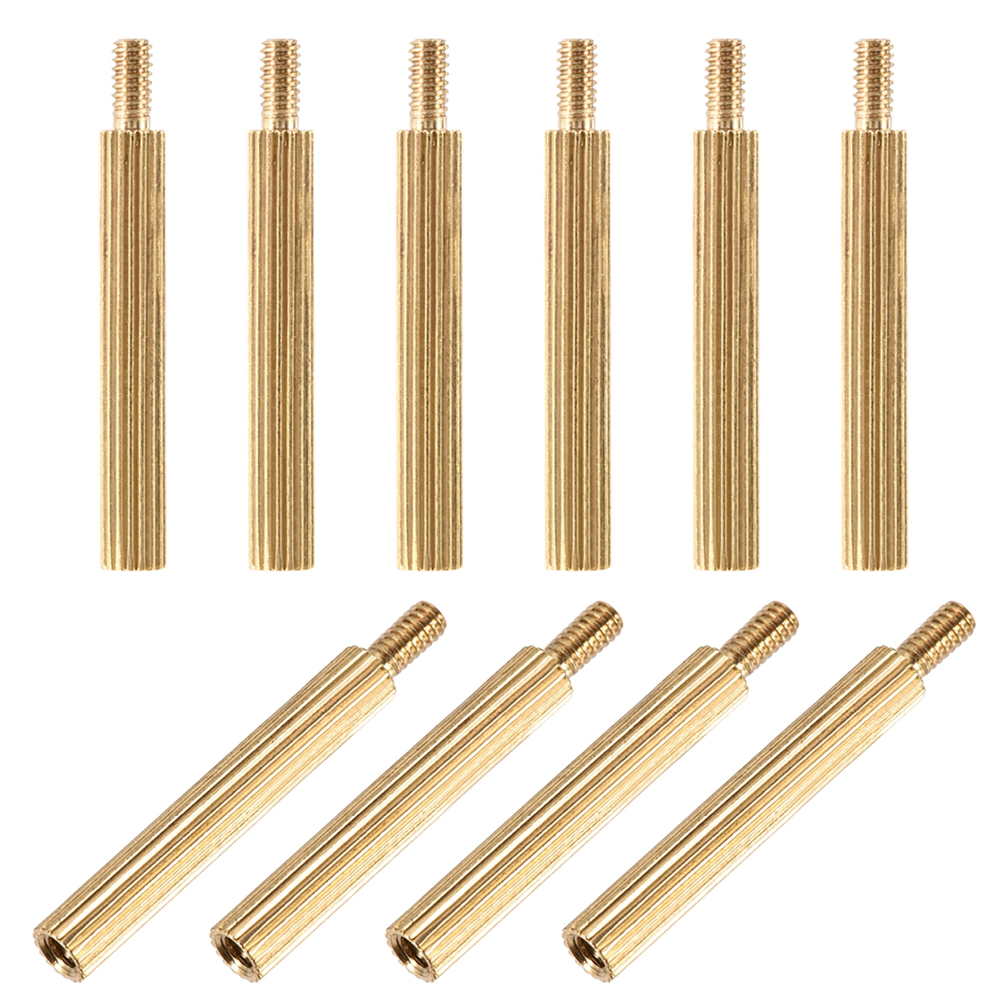 M2 x 20 mm + 4 mm Male to Female Cylinder Knurled Brass Spacer Standoff ...