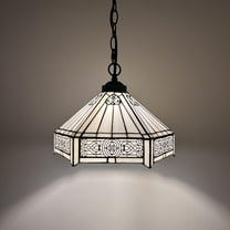 Tiffany Stained Glass Red Tulips LED Pendant Light Fixture, 12"W x 12"D ...