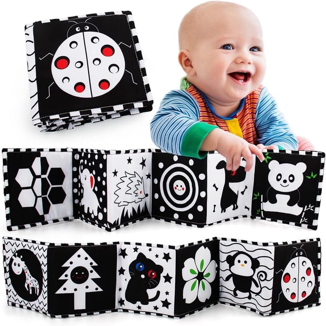 Black and White High Contrast Sensory Baby Toys Baby Soft Book for ...