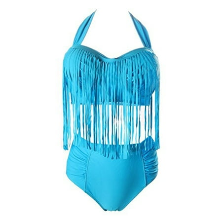 Lelinta - LELINTA Sexy Halter Tassel Bikini High Wsist Swim Bottoms Two ...