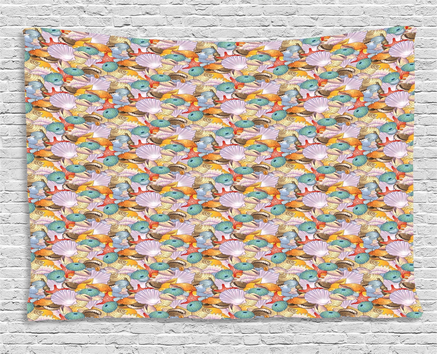 Shells Tapestry, A Pile of Hand Drawn Seashells Assortment of Various ...