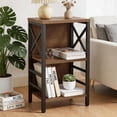 Brown 3-Tier Industrial Bookshelf With Metal Frame And Wood Finish, 29. ...