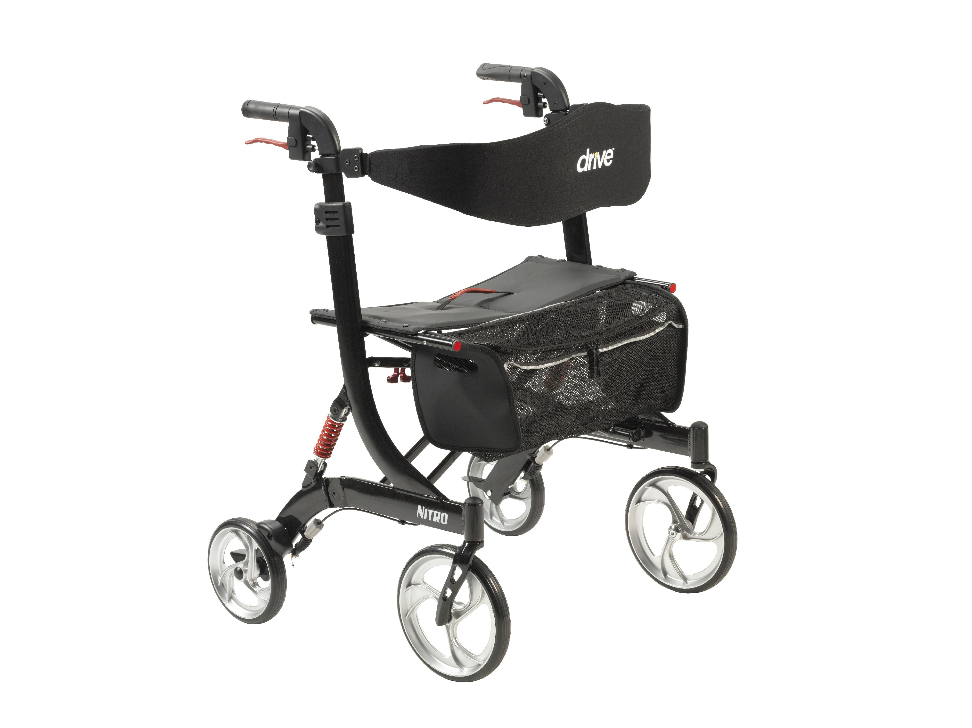 Drive Medical Nitro Euro Style Rollator Rolling Walker, Heavy Duty ...