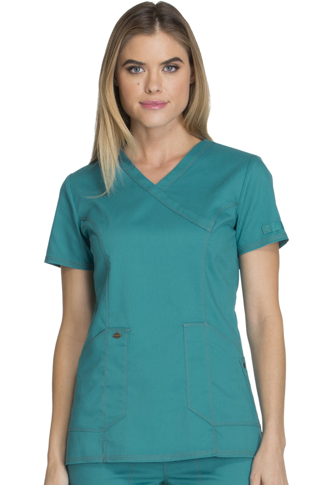 Dickies Essence Medical Scrubs Top for Women Mock Wrap Plus Size DK804 ...