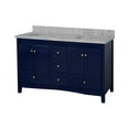 Abbey 60" Double Bathroom Vanity with Royal Blue Cabinet and Carrara ...