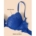 Deyllo Womens Push Up Bra Padded Plunge Add Cups Underwire Sexy Lace Lift Up Bra Royal Blue