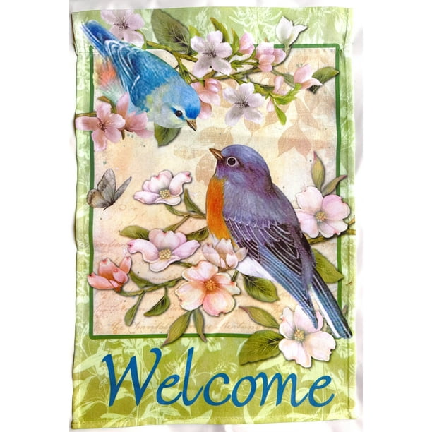 Welcome Lawn Flag w/ Love Blue Birds by Garden Accents (12 x 18 Inch ...