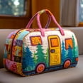 AURIGATE Vintage Camper RV Quilted Travel Duffle Bag, Soft Cloth Medium ...