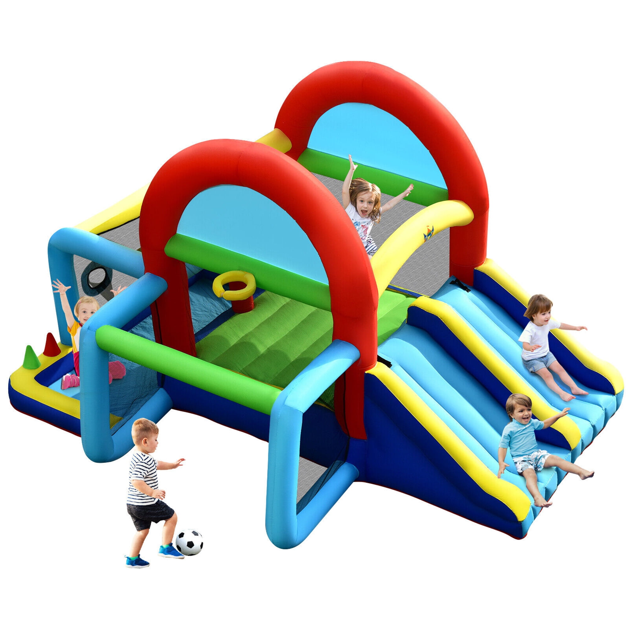 Gymax Kids Inflatable Bounce House Bouncer Castle w/ Double Slides ...