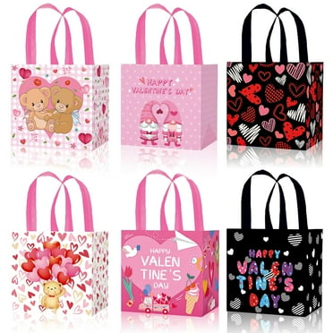 JOYFY 12 Pcs Valentine's Day Non-Woven Gift Bags with 6 Designs for ...