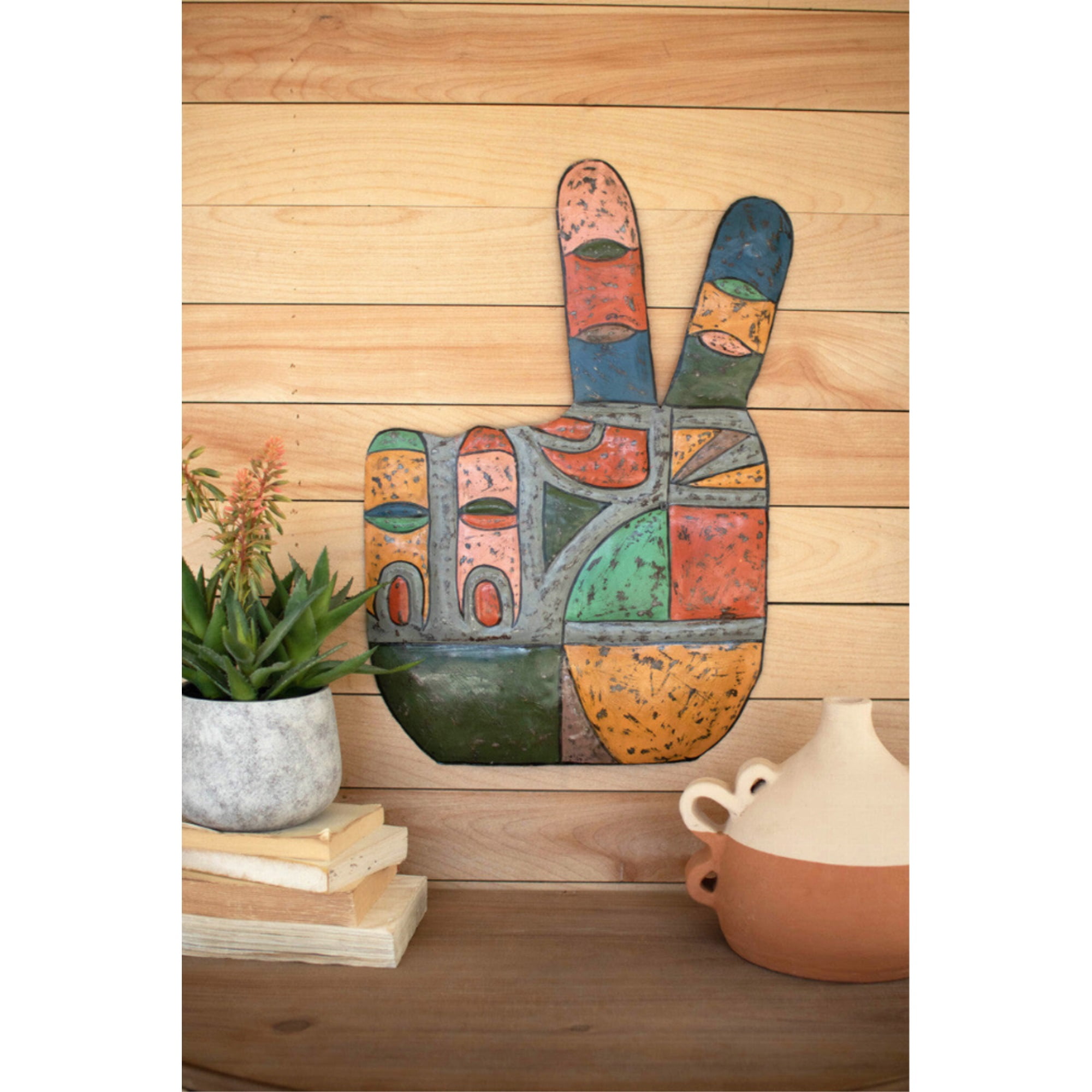 Painted Metal Hand Peace Sign Wall Hanging - Walmart.com