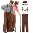 HMOONORY Halloween Costumes Adult Old Man with Plaid Shirt and ...