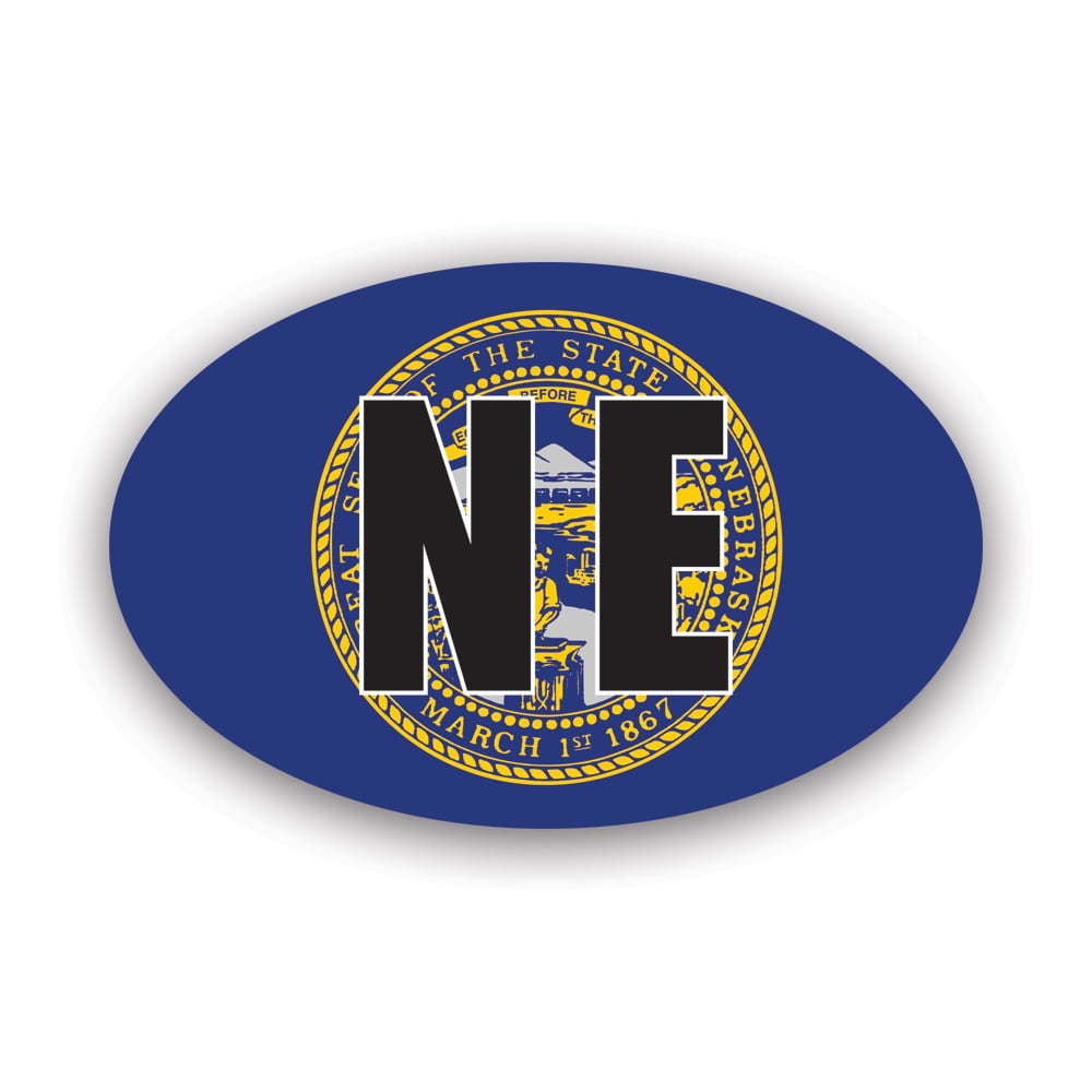 Nebraska Flag Oval Sticker Decal - Self Adhesive Vinyl - Weatherproof ...