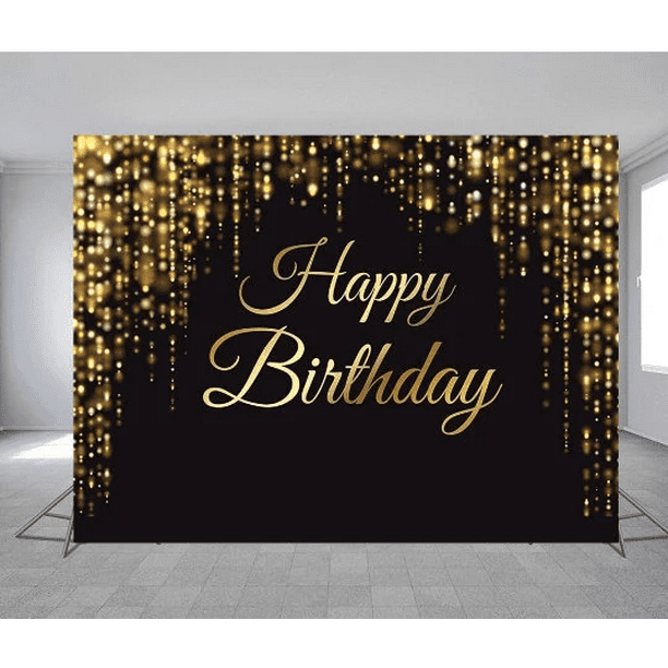 Gold Happy birthday theme, decoration 5x7ft backdrop, gold balloons ...