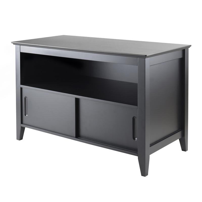 Winsome Logan Open Storage TV Stand with Wood Sliding Doors - Walmart ...