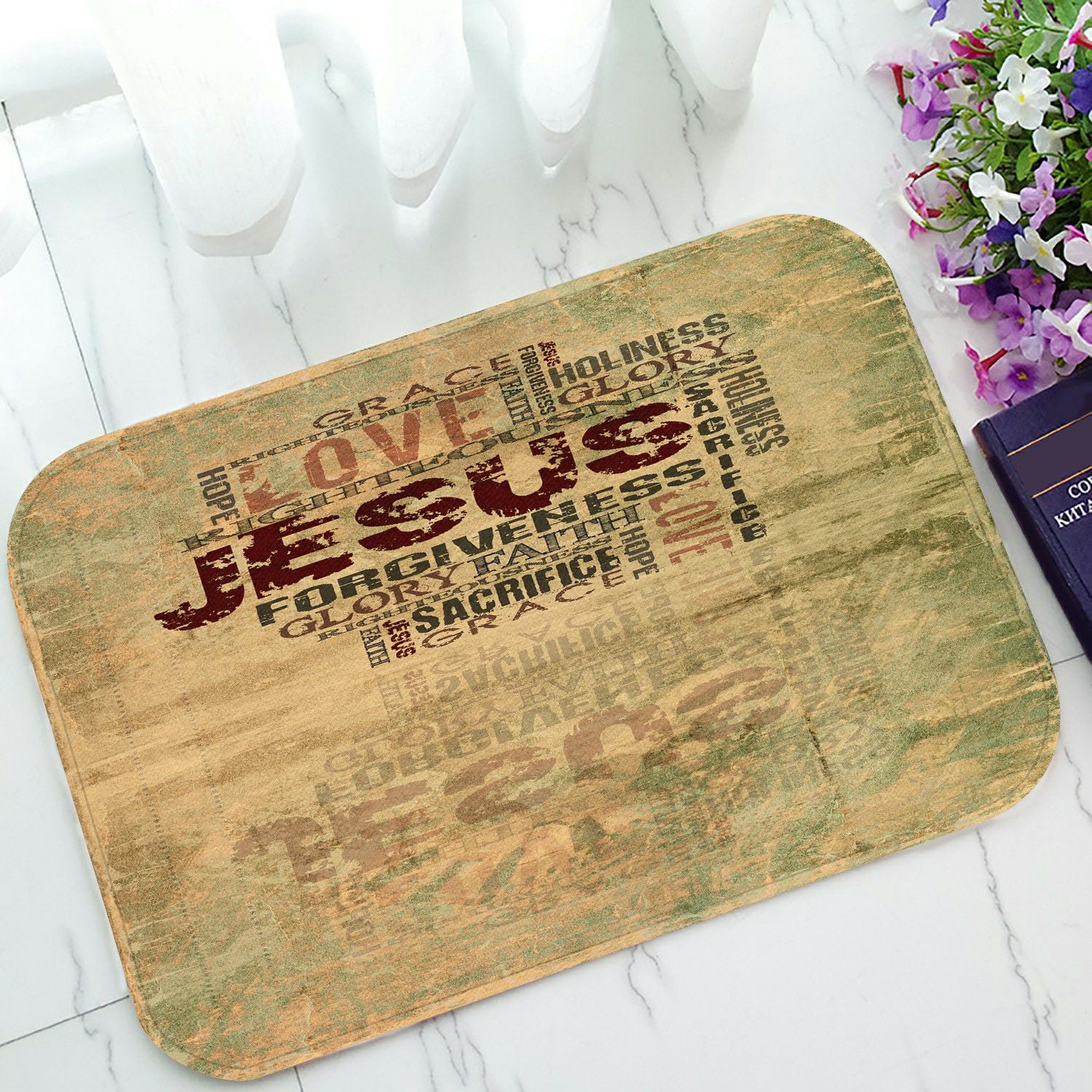 ECZJNT Religious Words on Background Doormat Bath Mat Rug Entrance Rug ...