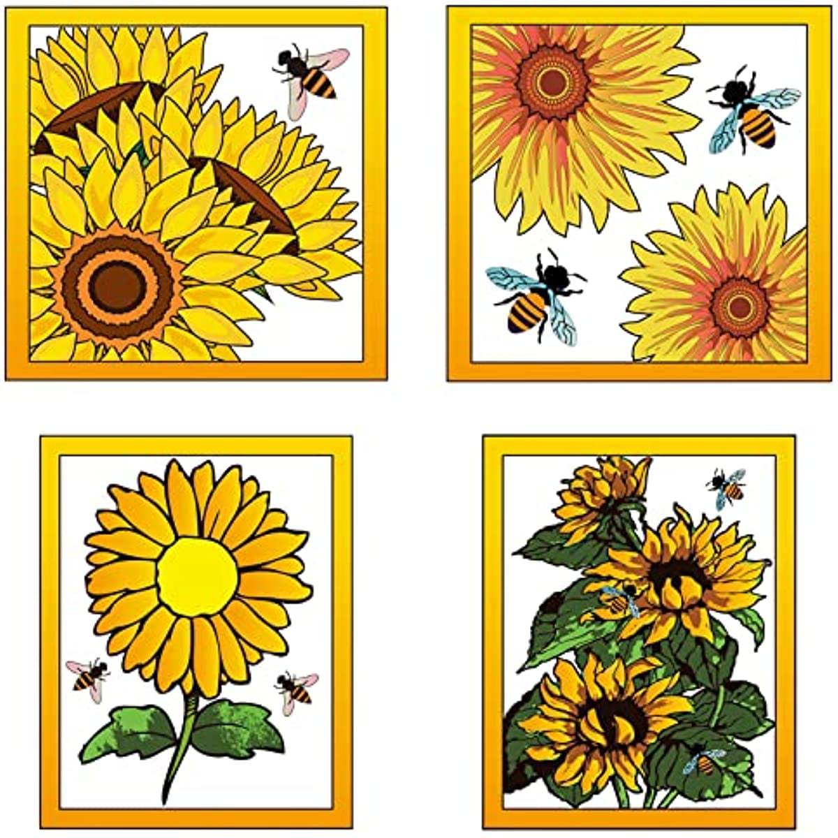 8PCS Sunflower Window Decals Static Flower Glass Sliding Door Sticker ...