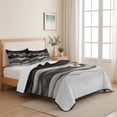 Queen Quilt Bedding Set Black Grey Color Gradient Art Breathable Summer ...
