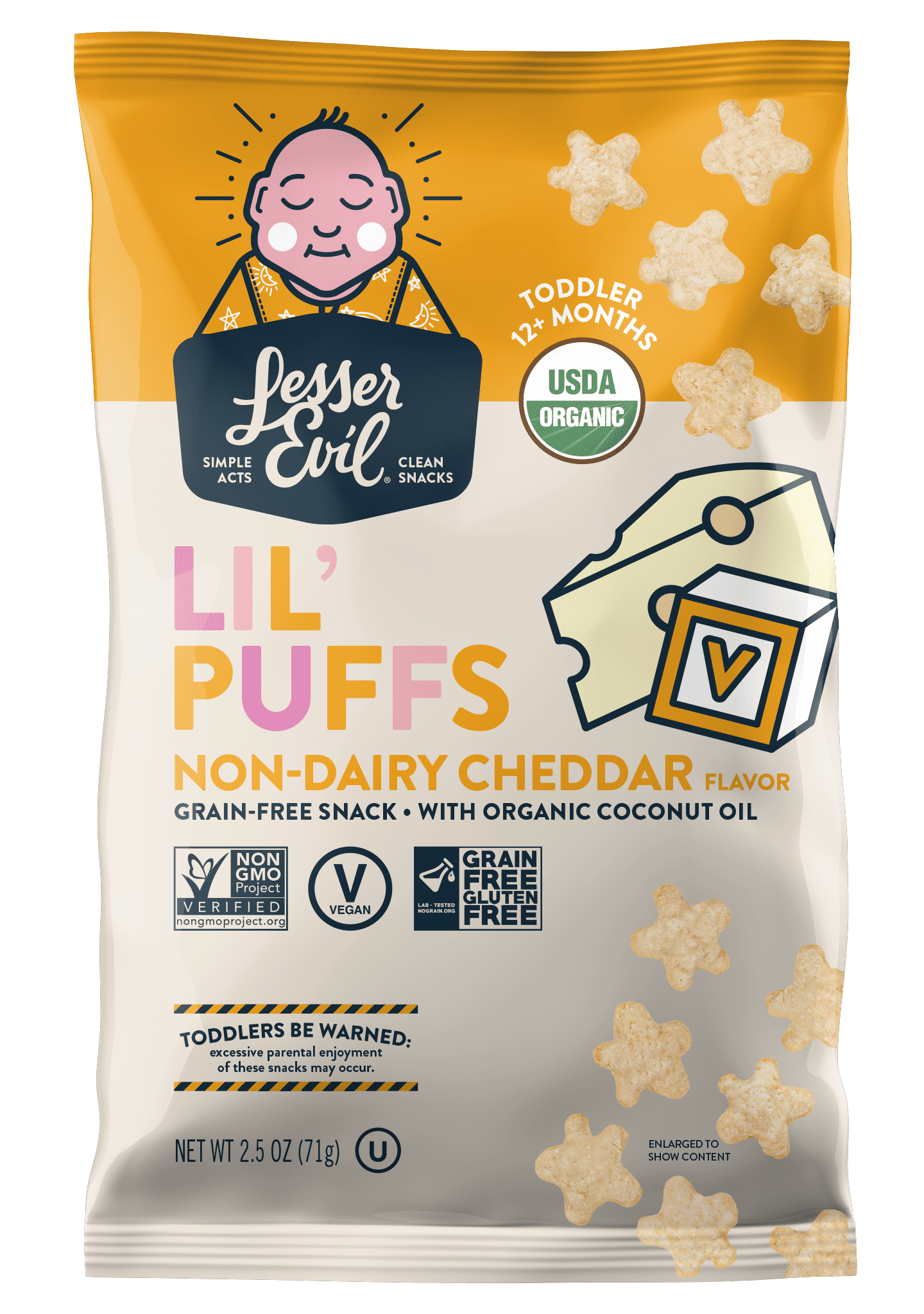 Buy LesserEvil Organic Lil' Puffs, Non-Dairy Cheddar, 2.5 oz Online at ...