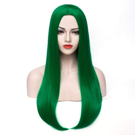 Black White Wig Long traight Wig Half White Half Black Wig Two Tone Wig ...