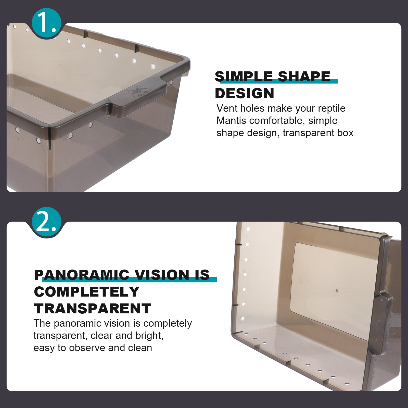 Plastic Reptiles Feeding Box Snake Hatching Container Lizard Display ...