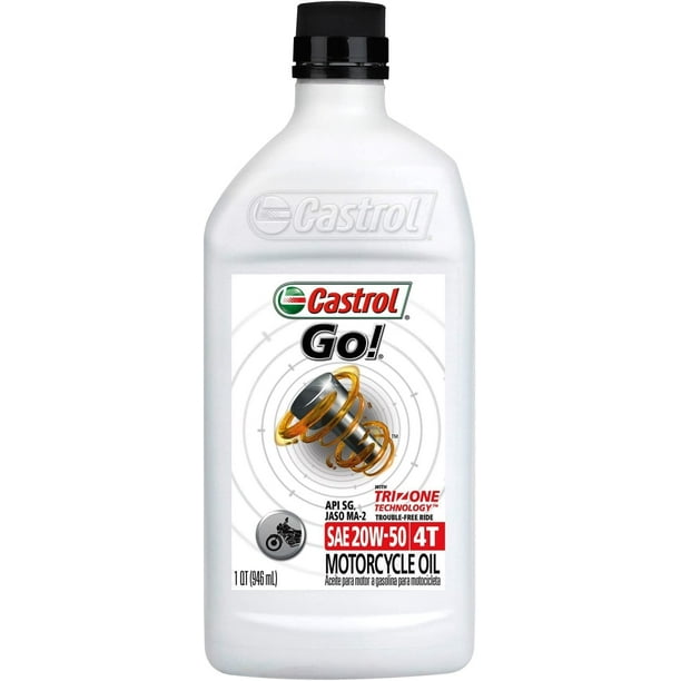 Castrol 06102 GO! 20W-50 4T Motorcycle Oil - 1 Quart Bottle, (Pack of 6 ...