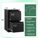 MIIIKO 2 Drawer File Cabinet,Metal Small Filing Cabinets with Lock,15 ...