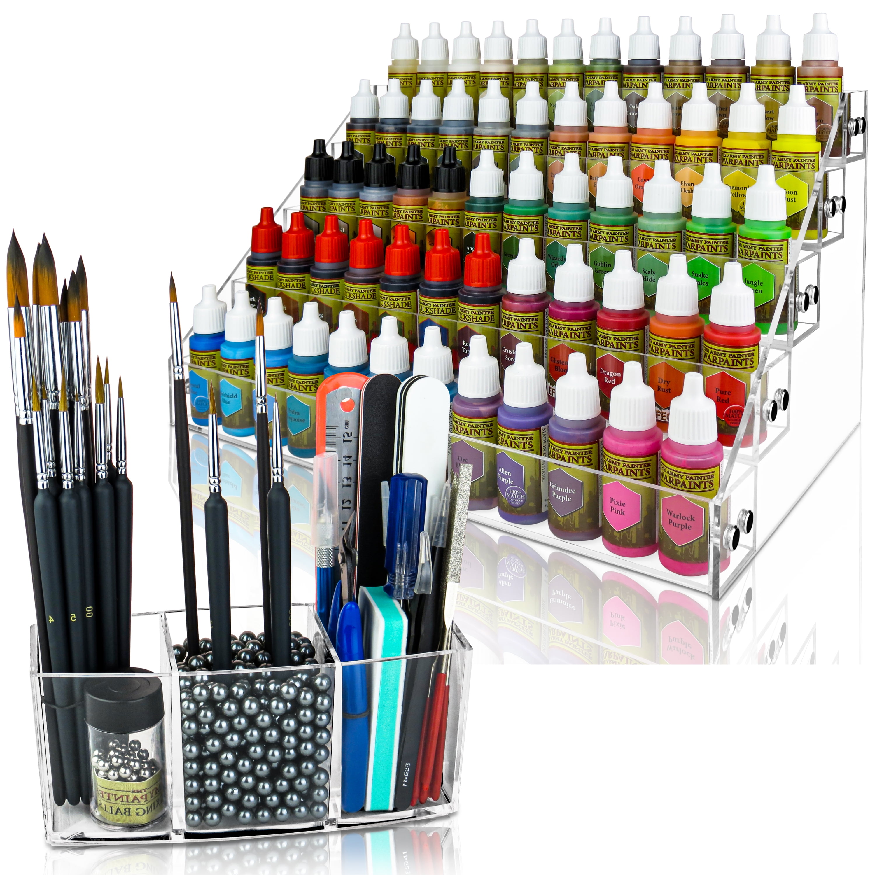 Acrylic Paint Organizer and Paint Brush Holder. 6 Brush Support Bead ...