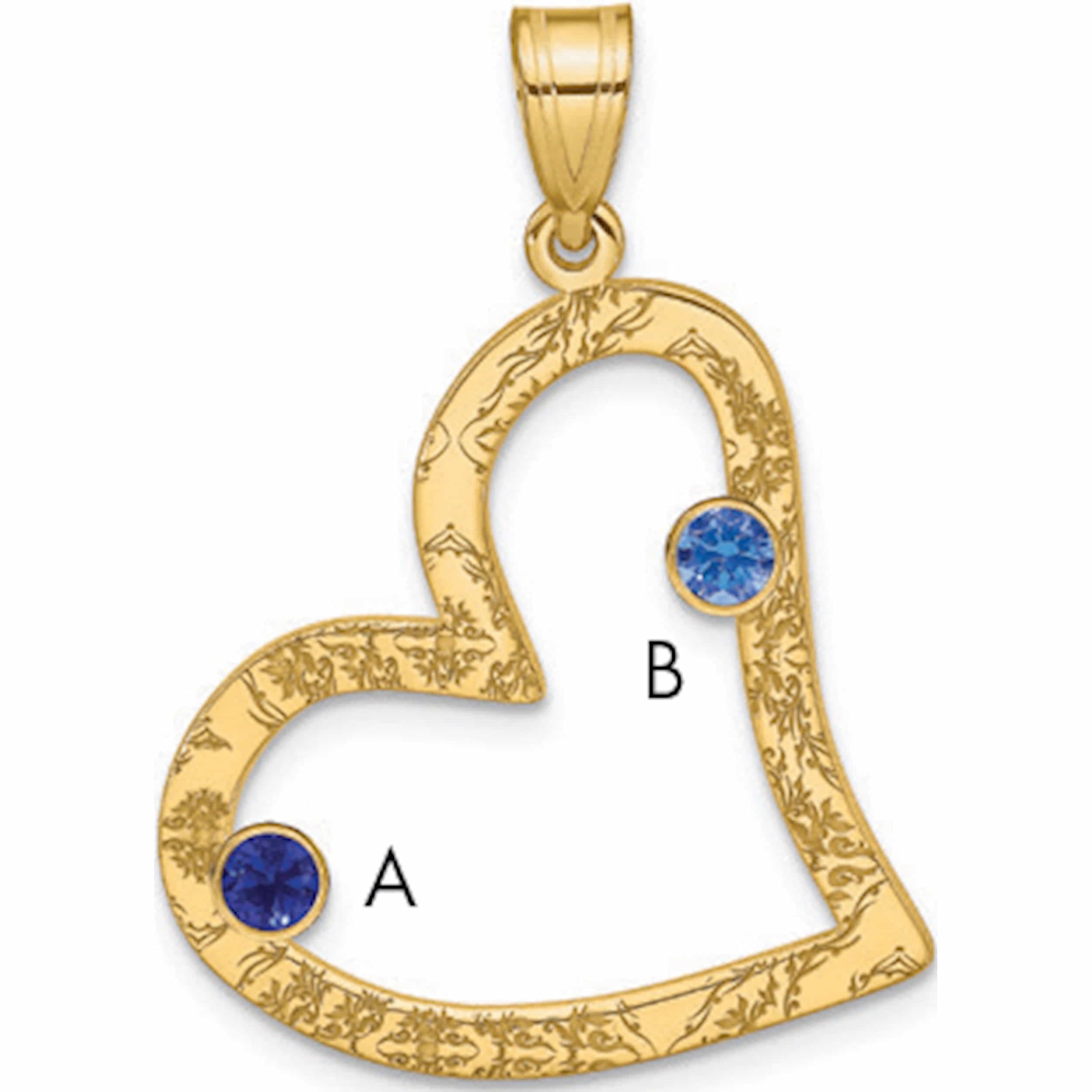 Ss/Gold Plated Sterling Silver/Gold-Plated 2 Birthstone Heart With Ss ...