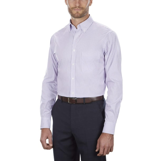 Van Heusen Men's Pinpoint Regular Fit Stripe Button Down Collar Dress ...